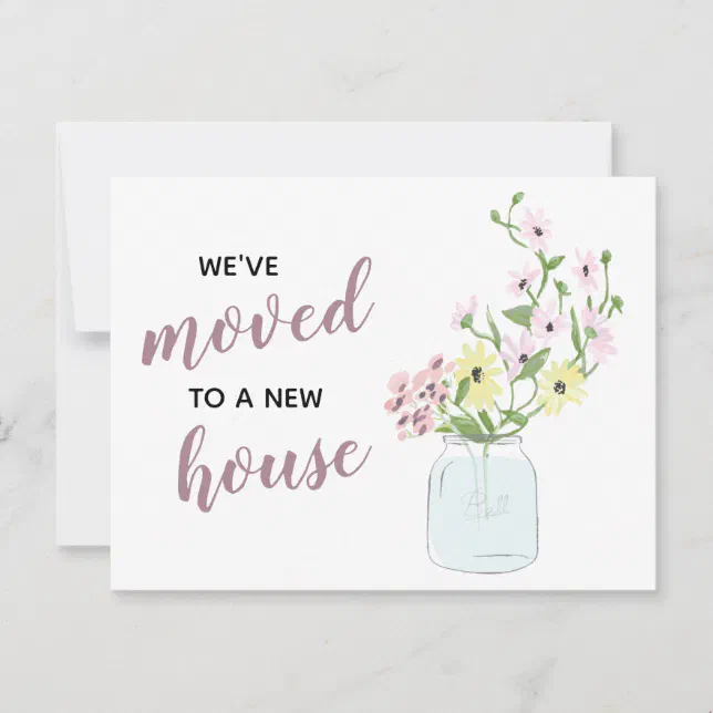 Floral Mason Jar We Have Moved New Address Moving Postcard | Zazzle