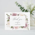 Floral Mauve Blush Greenery Wedding Thank You Card | Zazzle