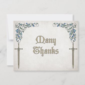 Floral Medieval Swords Wedding Thank You Card | Zazzle