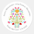 Floral Mexican Fiesta Flowers White Address Classic Round Sticker | Zazzle