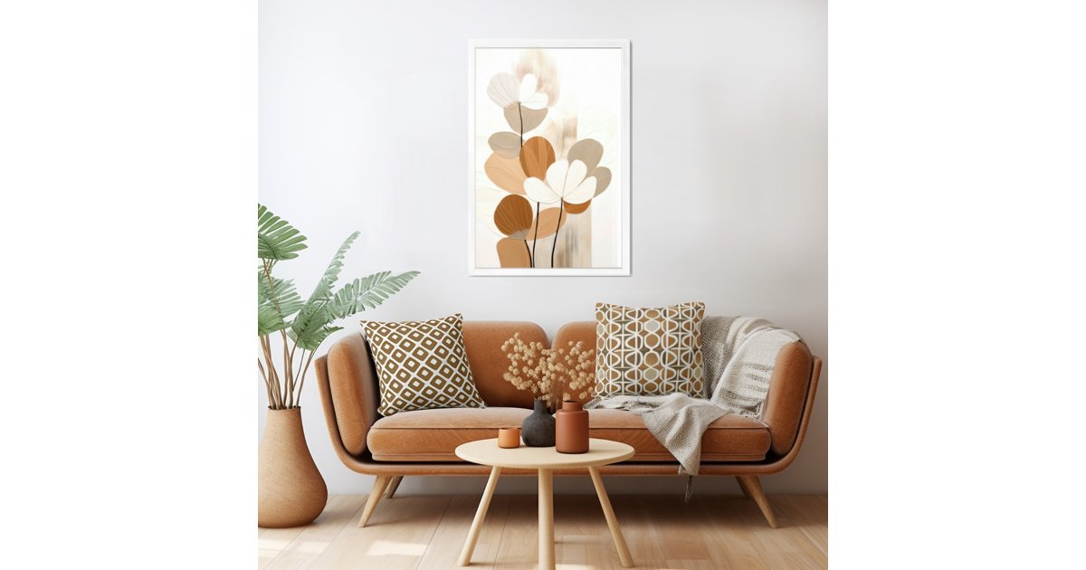 Floral Mid Century Modern Boho Print | Zazzle