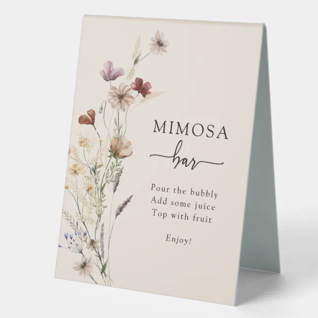 Floral Mimosa Bar Tent Sign | Zazzle