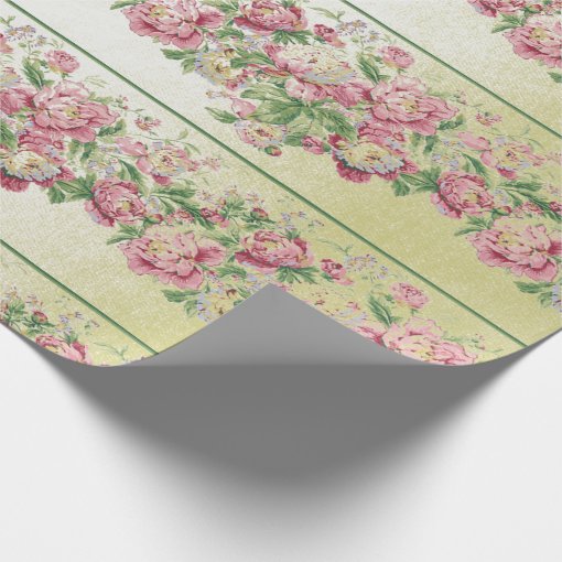 Floral Mint Green Roses Pink Pearly Pastel Vip Wrapping Paper | Zazzle