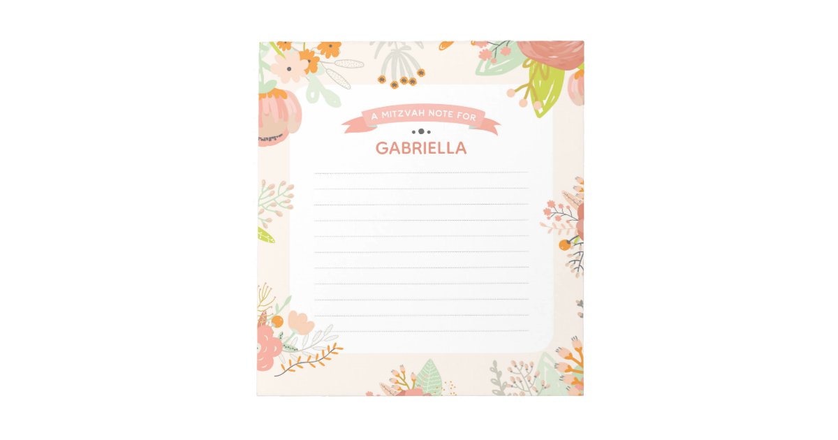 Floral Mitzvah Note | Zazzle