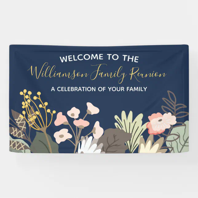 Floral Modern Family Reunion Welcome Banner | Zazzle