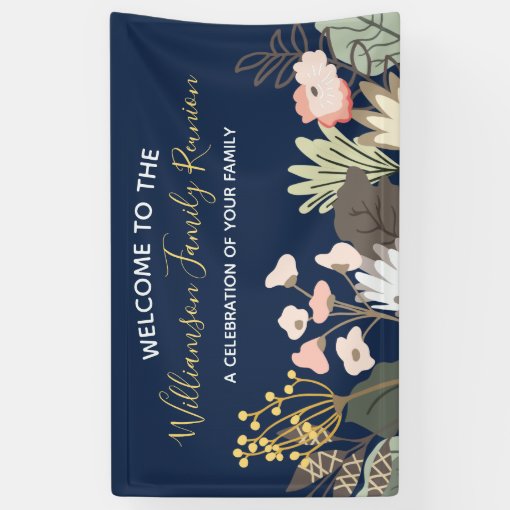 Floral Modern Family Reunion Welcome Banner | Zazzle