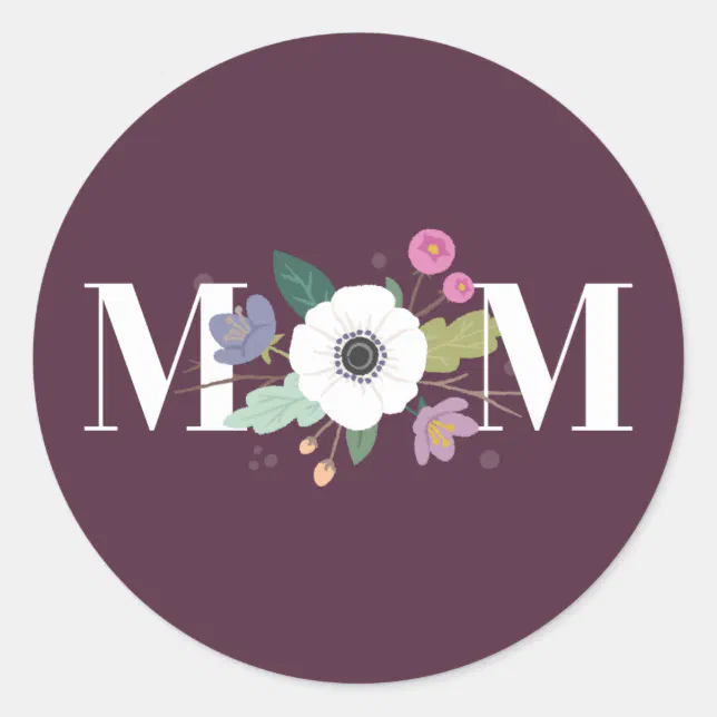 Floral Mom Mother's Day Sticker - Plum | Zazzle