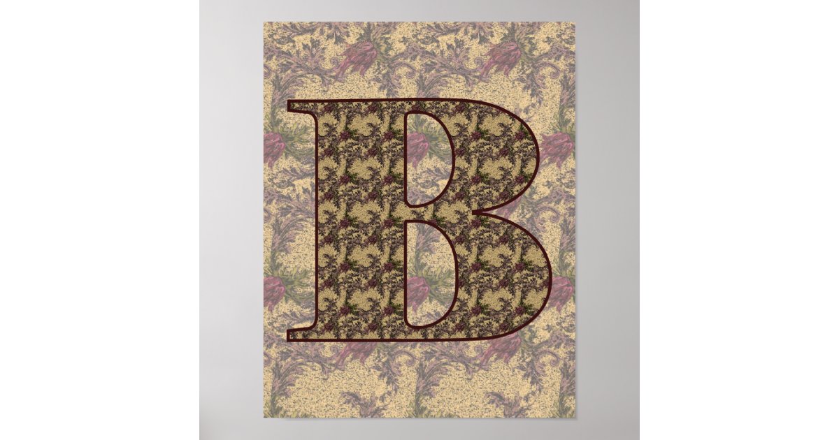 Floral Monogram Initial B Elegant Poster | Zazzle