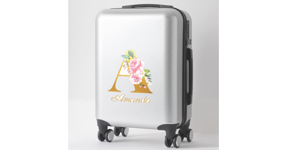 Floral Monogram Initial Letter A Custom Name Sticker | Zazzle