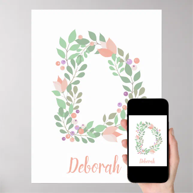 Floral monogram letter D custom name Poster | Zazzle