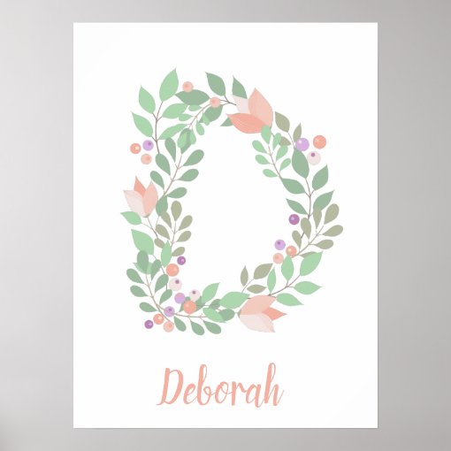 Floral monogram letter D custom name Poster | Zazzle