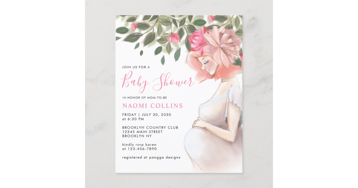Floral Motherhood Pregnant Mom Mother Baby Shower | Zazzle
