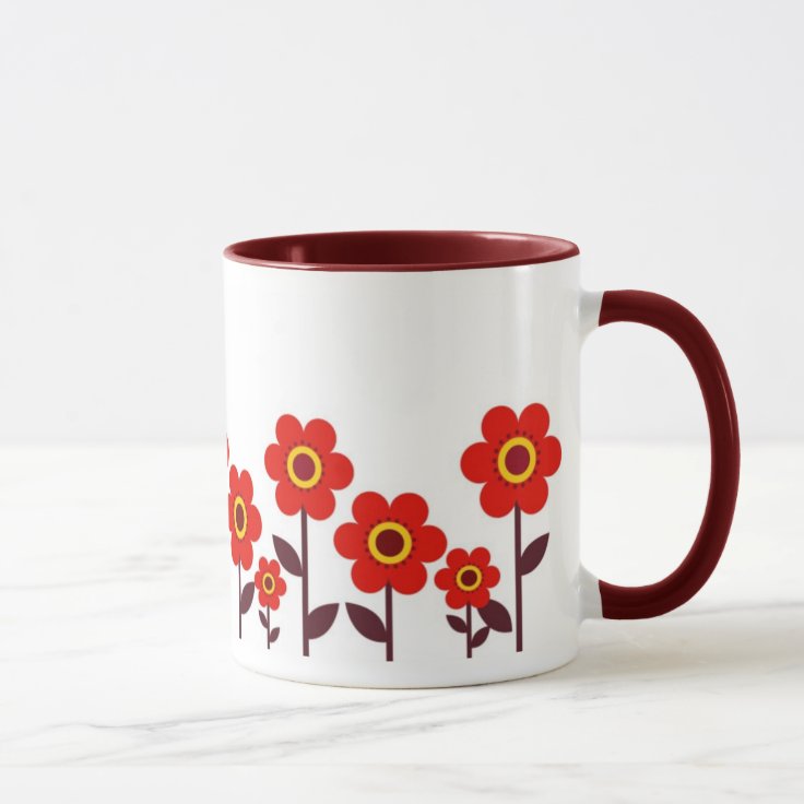 Floral mug red flowers | Zazzle