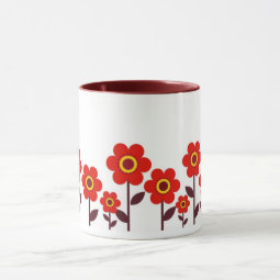 Floral mug red flowers | Zazzle
