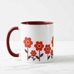Floral mug red flowers | Zazzle