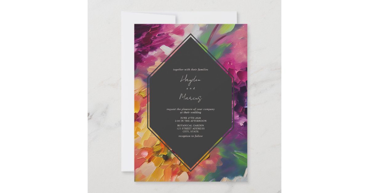 Floral Multicolor Botanical Wedding Invitation | Zazzle