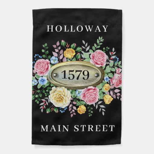 Floral Name and Address Garden Flag | Zazzle