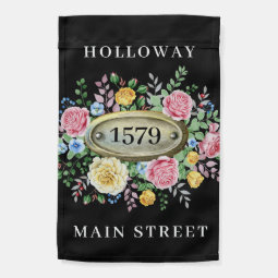 Floral Name and Address Garden Flag | Zazzle