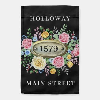 Floral Name and Address Garden Flag | Zazzle