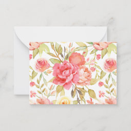 Floral Name & Pink Watercolor Flowers & Greenery Note Card | Zazzle