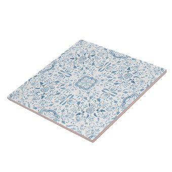Floral Nature Vintage Blue Pattern Tile | Zazzle