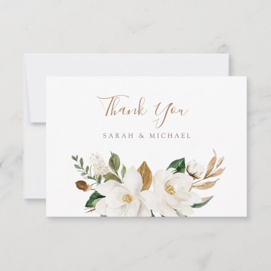 Floral Neutral Beige Elegant Thank You Card | Zazzle.com