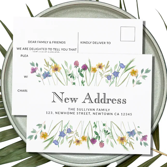 Floral New Address Moving Announcement Postcard | Zazzle