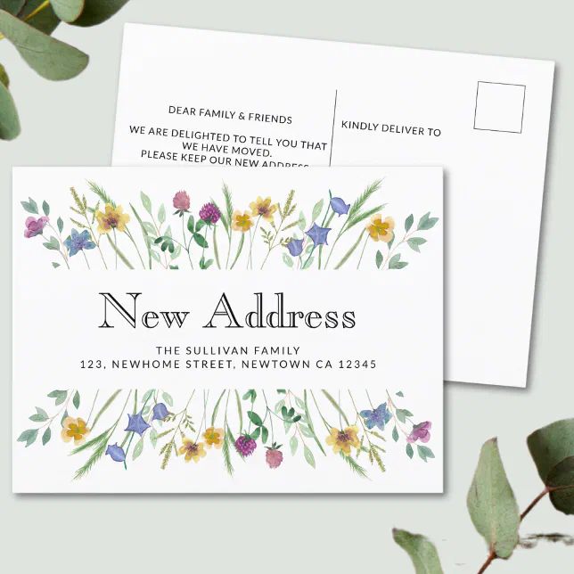 Floral New Address Moving Announcement Postcard | Zazzle