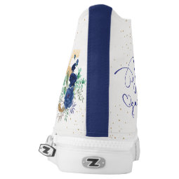 Floral Number 15 Blue Roses Custom Quinceanera High-Top Sneakers | Zazzle