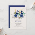 Floral Number 15 Royal Blue and Gold Quinceanera Invitation | Zazzle