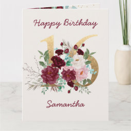 Floral Number 16 Personalized 16th Birthday Card | Zazzle