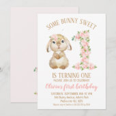 Floral Number Bunny Rabbit 1st Birthday Invitation | Zazzle