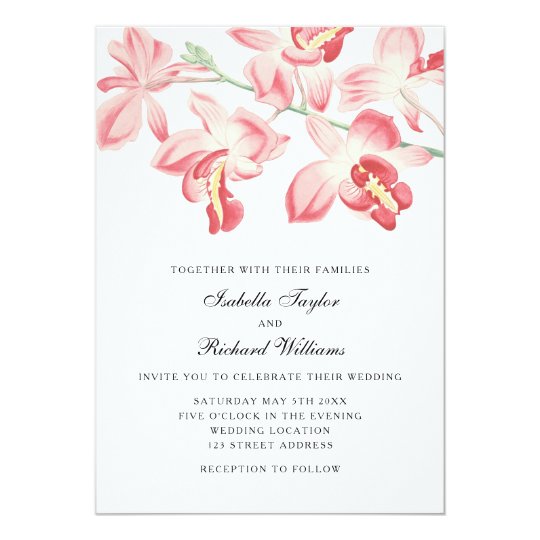 Floral orchid elegant modern wedding invitation | Zazzle.com