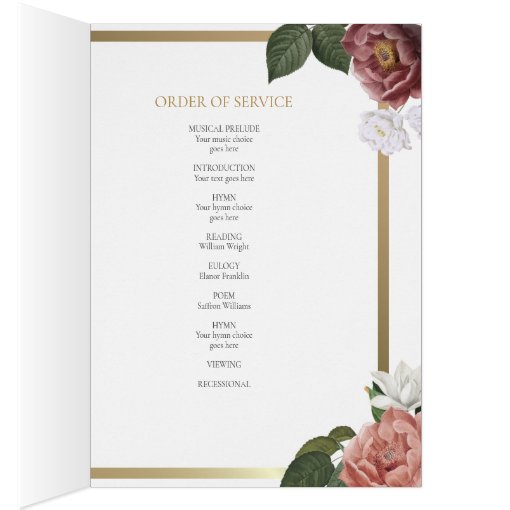 Floral Order Of Service Funeral Memorial Program | Zazzle