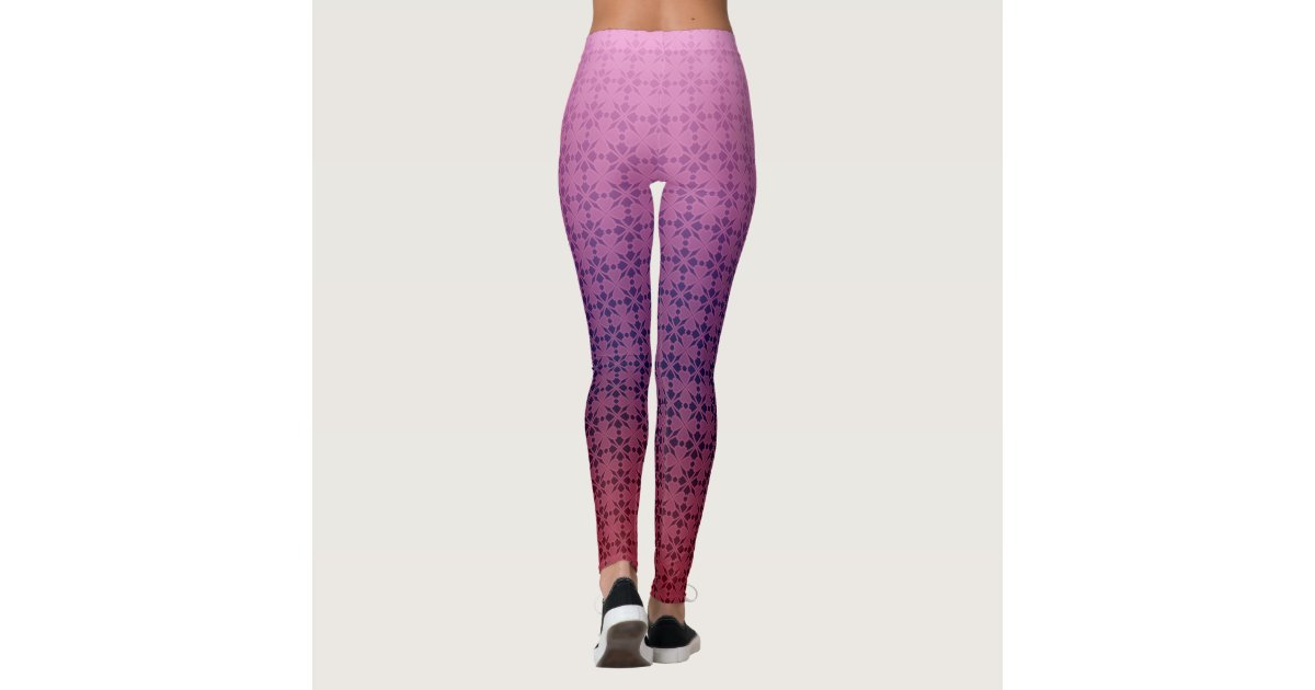 Floral ornament, gradient leggings | Zazzle