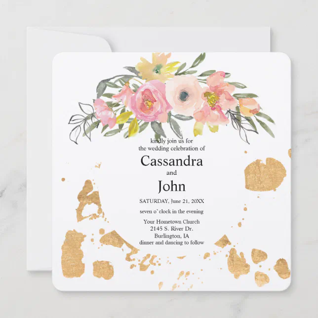 Floral Paint Splash Wedding Invitation | Zazzle