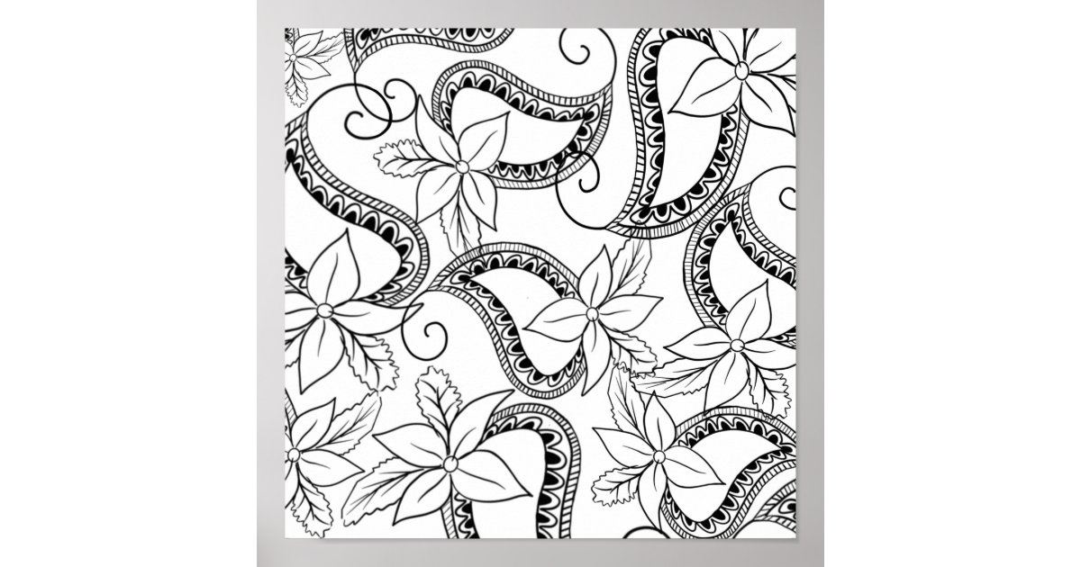 Floral paisley poster | Zazzle