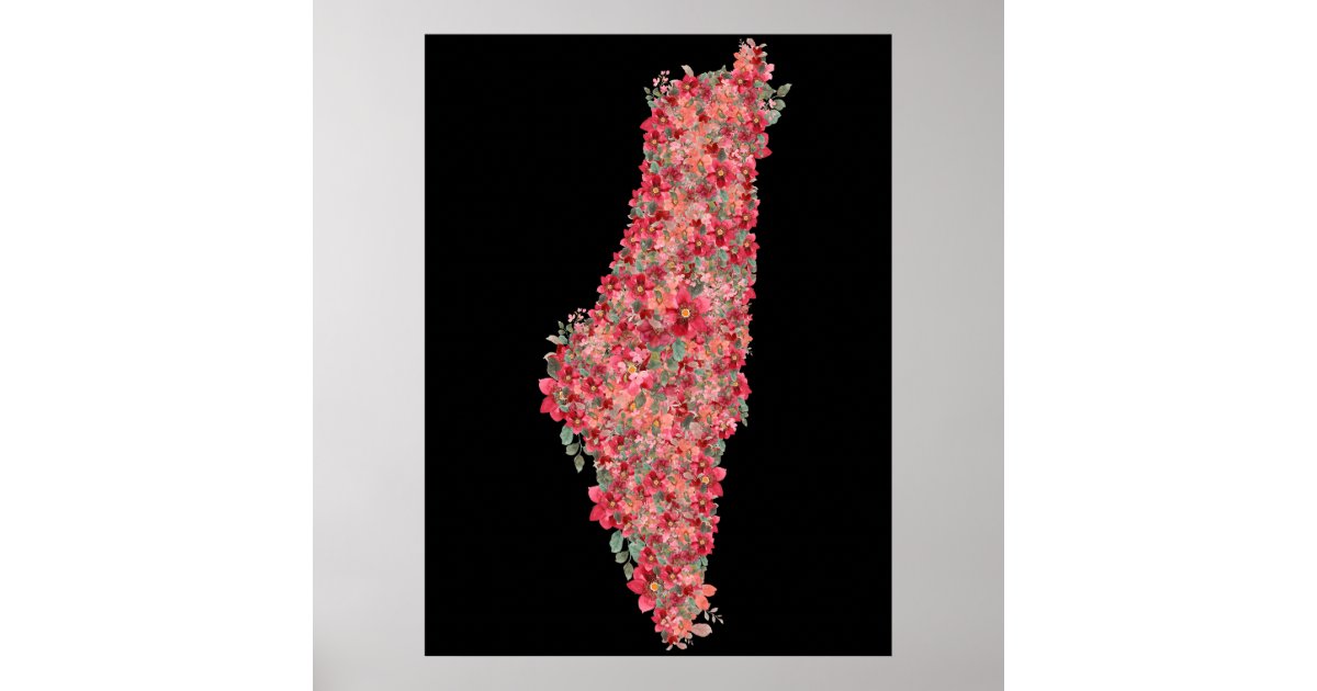 Floral Palestine map art-freedom for palestinians Poster | Zazzle