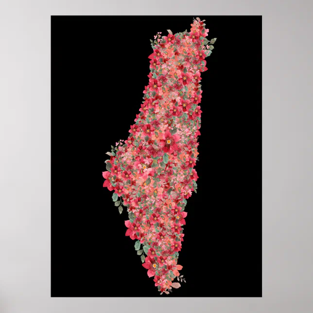Floral Palestine map art-freedom for palestinians Poster | Zazzle