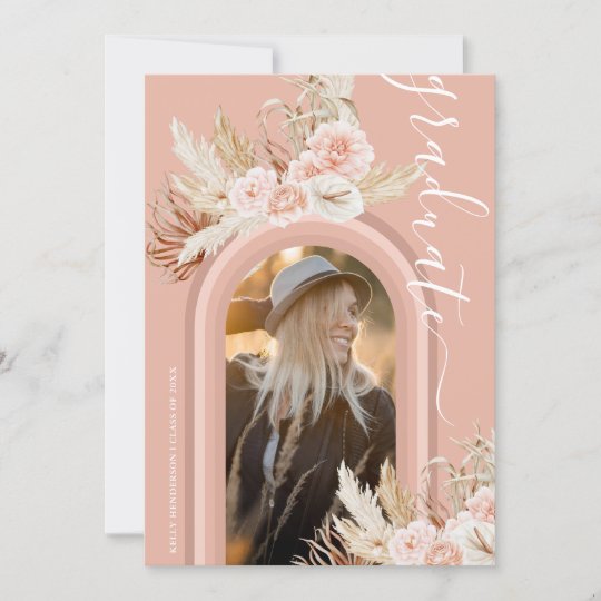 Floral Pampas Grass Photo Graduation Invitation | Zazzle.com