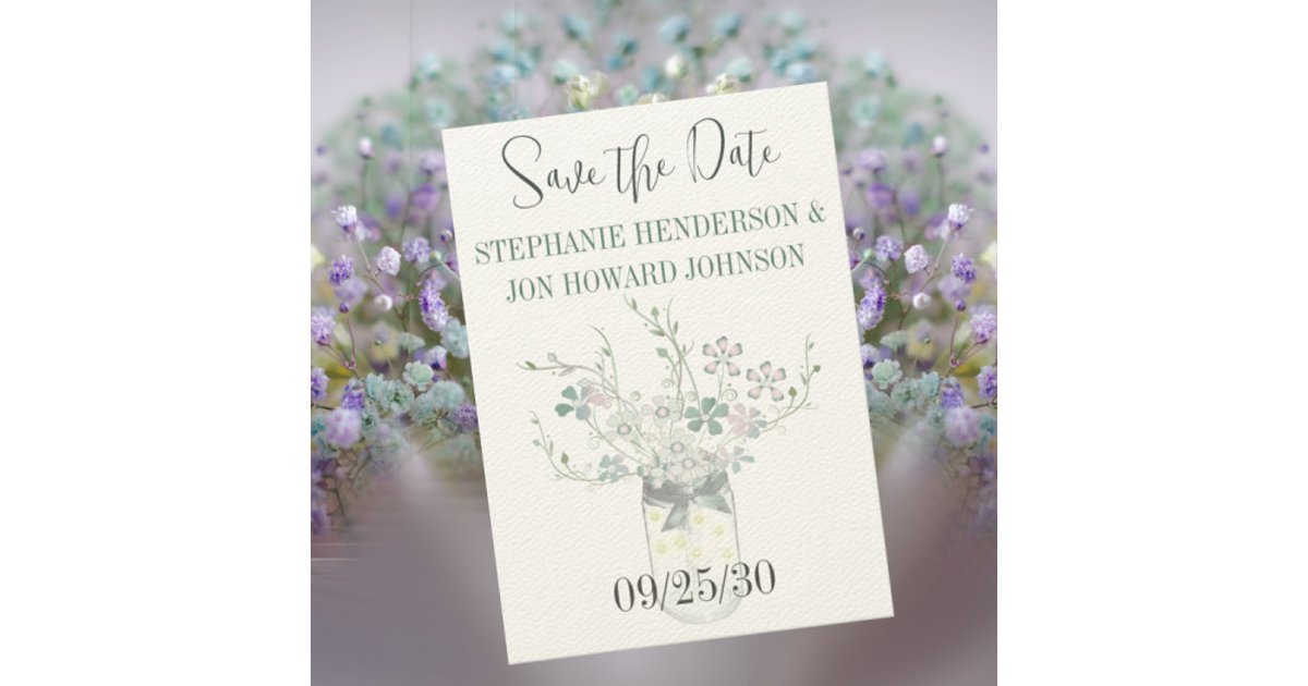 Floral Pastel Dusty Blue and Lavender Save The Date | Zazzle