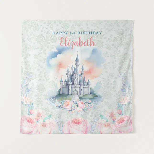Floral Pastel Princess Castle Backdrop & Tapestry | Zazzle