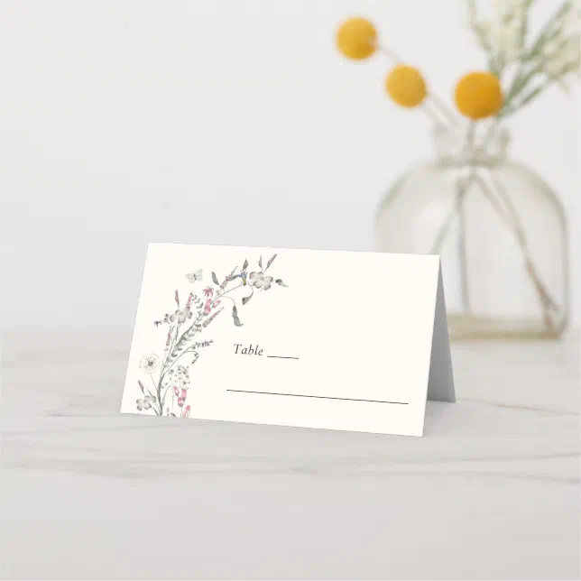 Floral Pastel Wedding Place Card | Zazzle