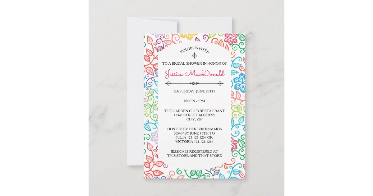 Floral Pattern - 3x5 Bridal Shower Invitation | Zazzle
