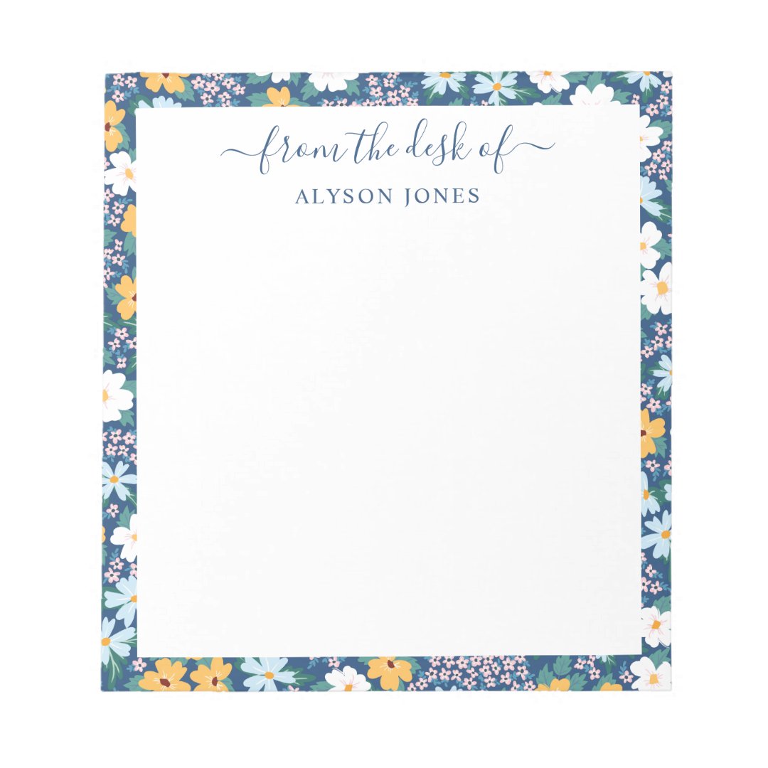 Floral Pattern Border From the Desk of Notepad | Zazzle