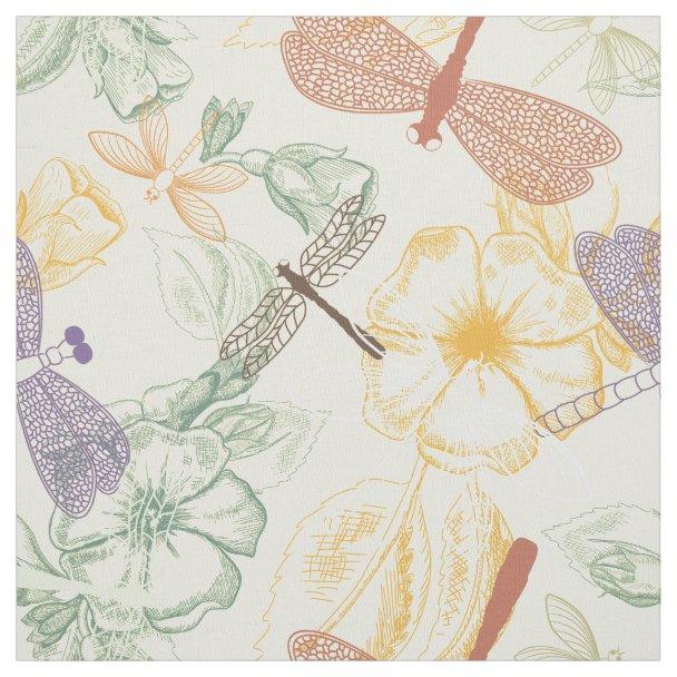 Vintage Orinoka Mills Floral Vine Pattern Fabric | Zazzle