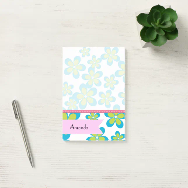 Floral Pattern, Pattern Of Flowers, Your Name Post-it Notes | Zazzle