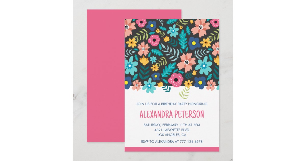 Floral Pattern Pink 79th birthday invitations | Zazzle