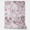 Floral Pattern Retro Dark Plum Wallpaper | Zazzle