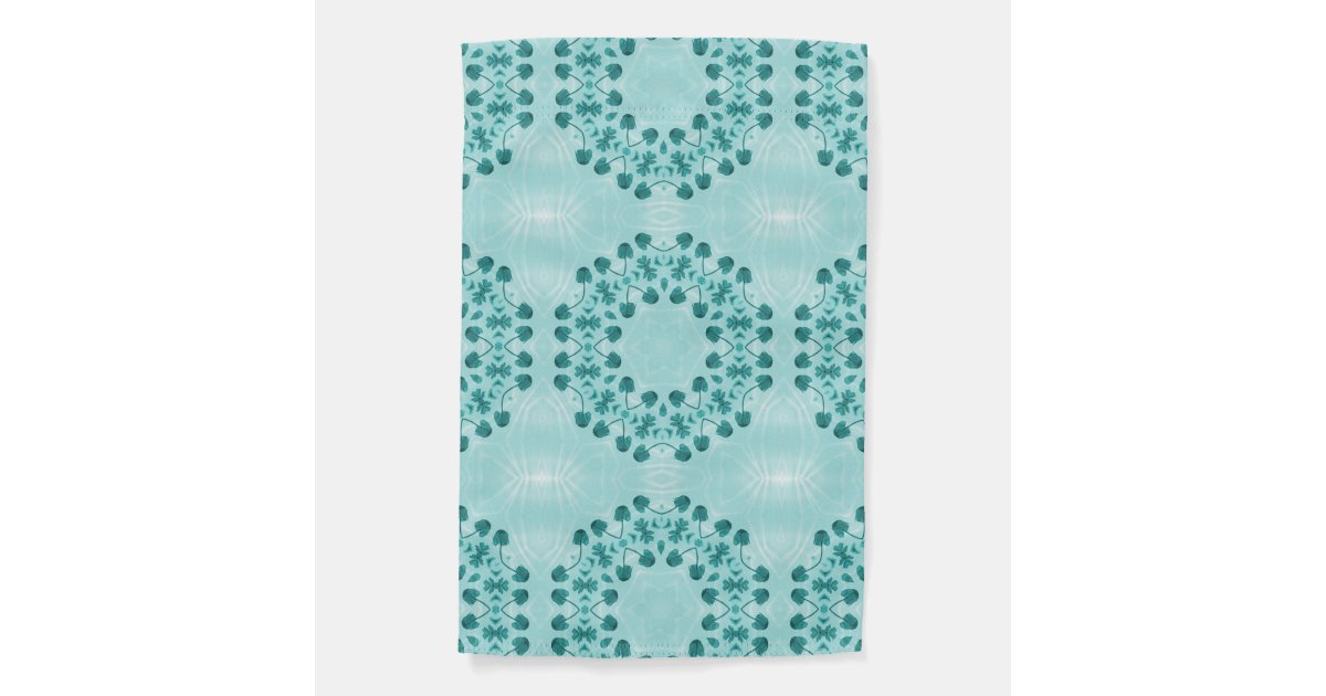 Floral Pattern, Teal Blue Garden Flag | Zazzle